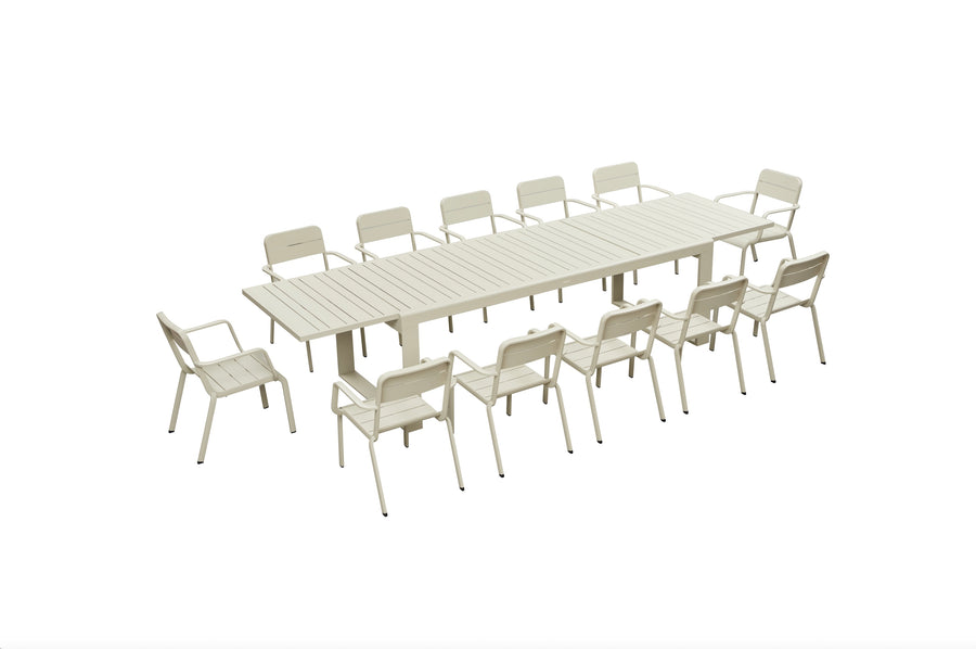 Table Jardin Extensible Alu Beige 240-360cm JENNA Haut de Gamme